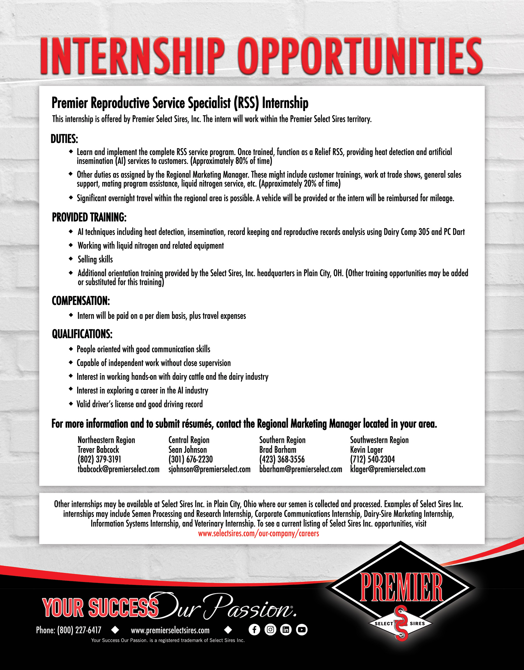 Internship Opportunities - Premier Select Sires